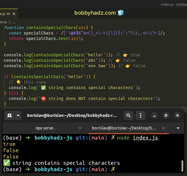 Check If String Contains Special Characters In JavaScript Bobbyhadz 