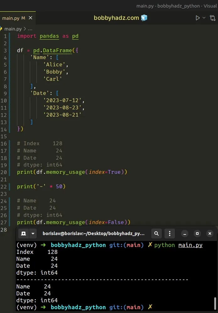 How To Get The Memory Size Of A DataFrame In Pandas Bobbyhadz