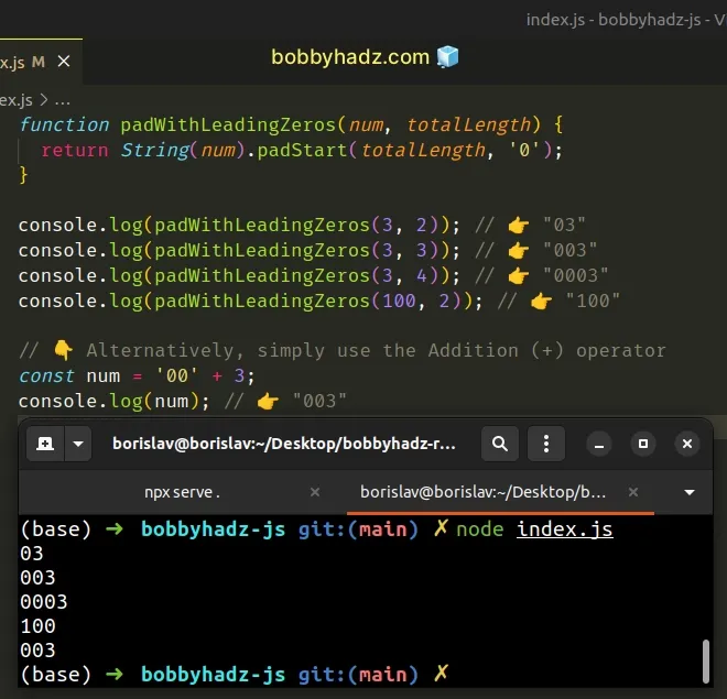 Format Numbers In Javascript Leading Zero