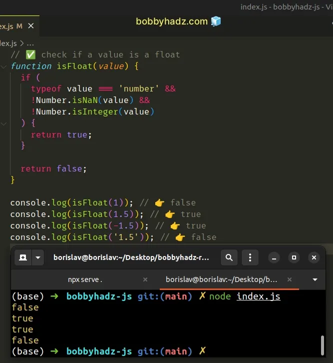 Check If A Value Is A Float Or An Integer In JavaScript Bobbyhadz