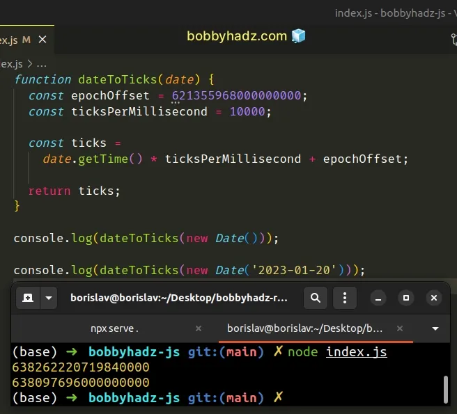 Convert A Date Object To Ticks Using JavaScript Bobbyhadz