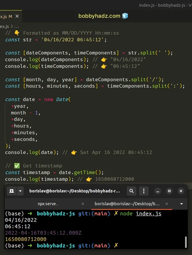 Convert A Date Or Date String To Timestamp In JavaScript Bobbyhadz