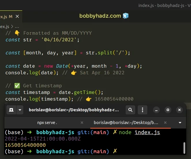 Convert A Date Or Date String To Timestamp In JavaScript Bobbyhadz