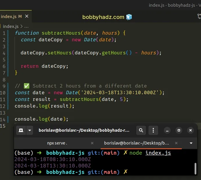 Subtract Hours Or Minutes From A Date In JavaScript Bobbyhadz