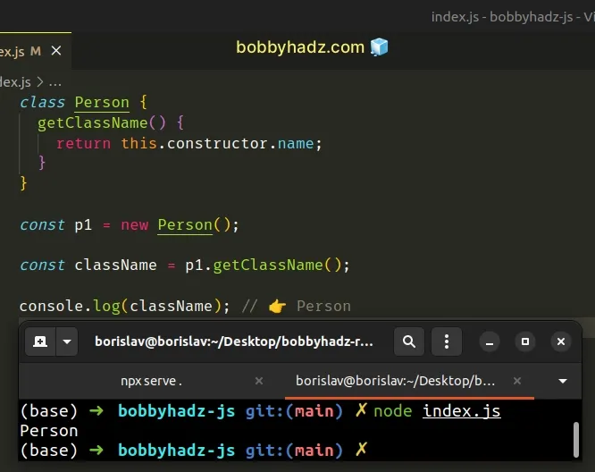 How To Get The Class Name Of An Object In JavaScript Bobbyhadz