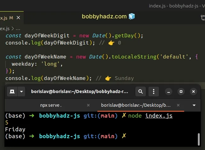 How To Get The Day Of The Week In JavaScript Bobbyhadz