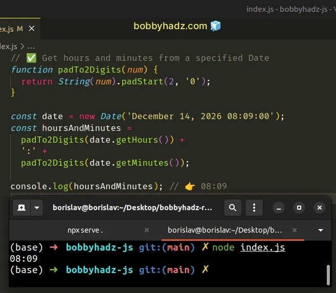 Get The Hours And Minutes From A Date In JavaScript Bobbyhadz