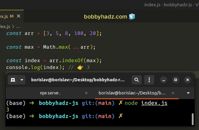 Get The Index Of The Max Min Value In Array In JavaScript Bobbyhadz