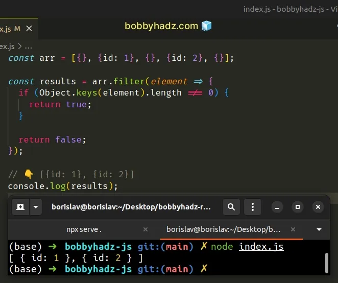 Remove The Empty Objects From An Array In JavaScript Bobbyhadz