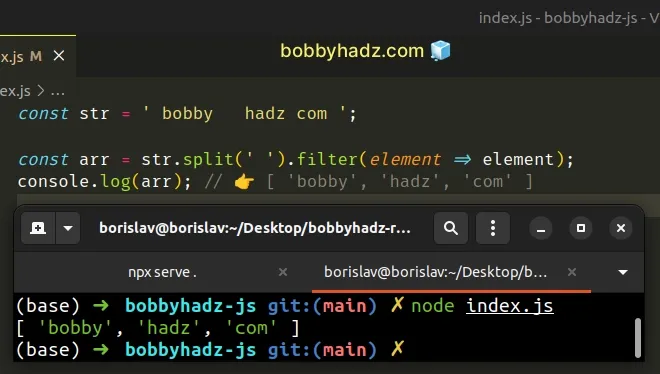 Split A String Removing Any Empty Elements In JavaScript Bobbyhadz