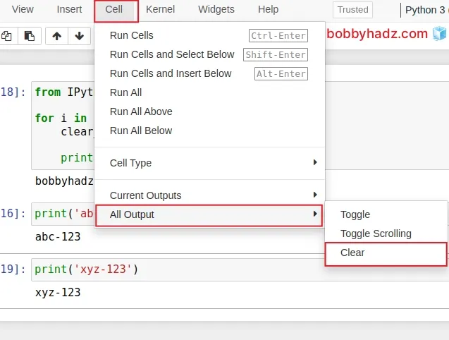 How To Clear Cell Output In Jupyter Notebook 4 Ways Bobbyhadz