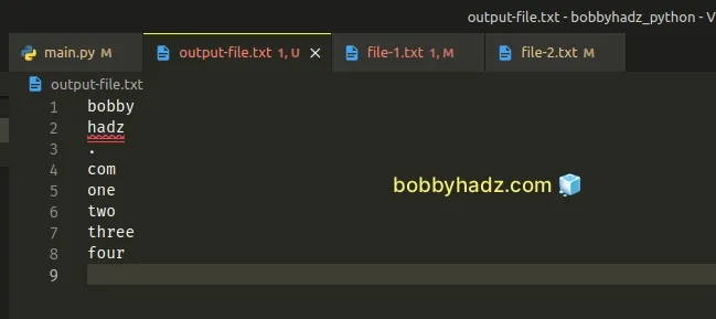 How To Merge Text Files In Python 5 Simple Ways Bobbyhadz