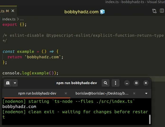 Missing return type on function TypeScript ESLint error | bobbyhadz Missing return type on function TypeScript ESLint error | bobbyhadz