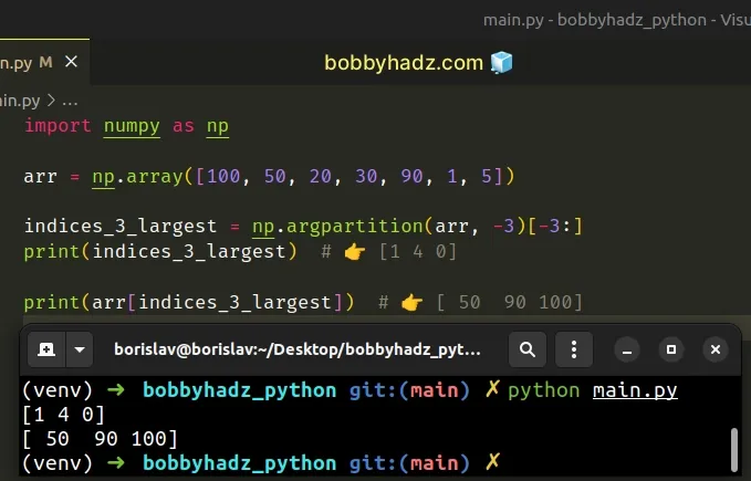 NumPy Get The Indices Of The N Largest Values In An Array Bobbyhadz