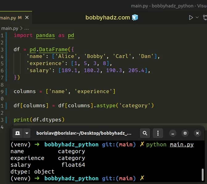 Pandas Changing The Column Type To Categorical Bobbyhadz