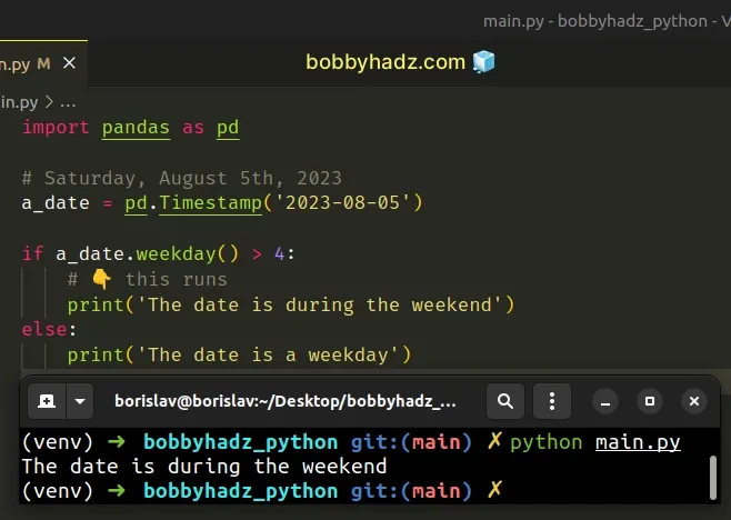 Pandas Check If A Date Is During The Weekend Or Weekday Bobbyhadz