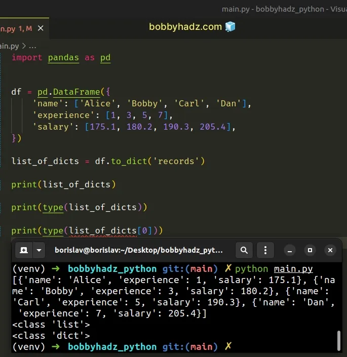 Pandas Convert A DataFrame To A List Of Dictionaries Bobbyhadz