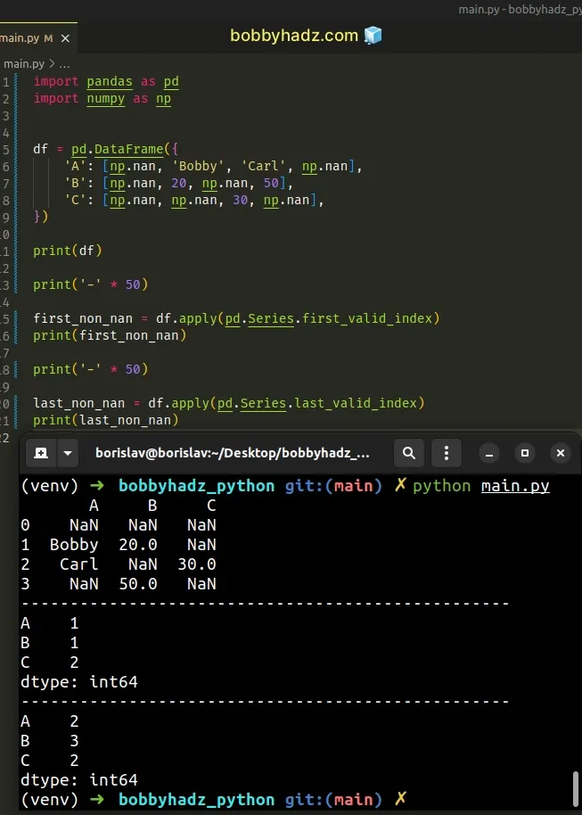 Pandas Find First And Last Non NaN Values In A DataFrame Bobbyhadz