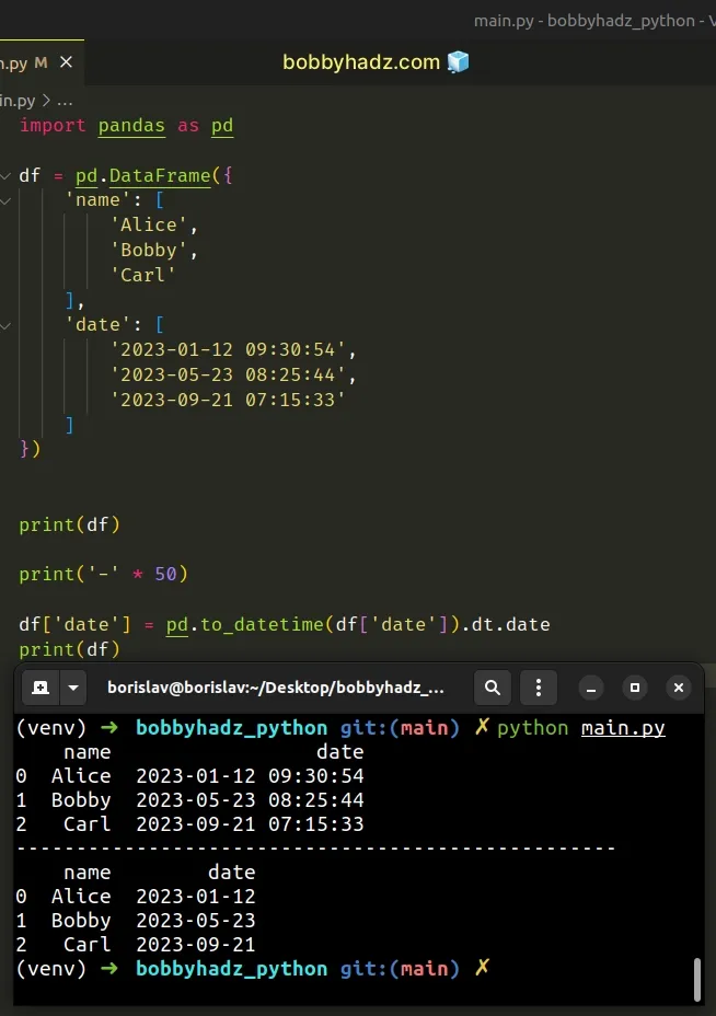 How To Remove Time From DateTime In Pandas 5 Ways Bobbyhadz