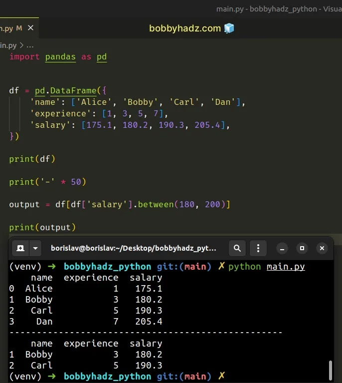 Pandas Select Rows Between Two Values In DataFrame Bobbyhadz