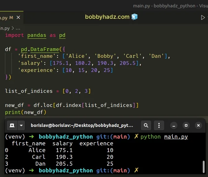 Pandas Select Rows Based On A List Of Indices Bobbyhadz