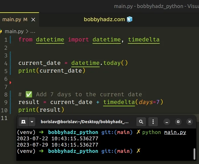 How To Add Days Or Weeks To A Date In Python Bobbyhadz