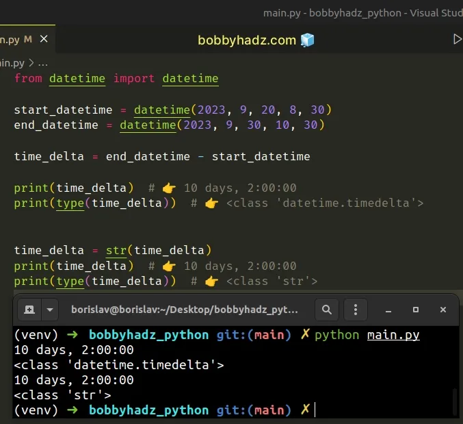 How To Convert A Datetime timedelta To String In Python Bobbyhadz