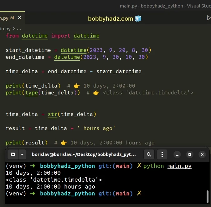 How To Convert A Datetime timedelta To String In Python Bobbyhadz
