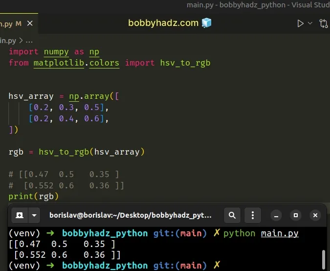 How To Convert An HSV Color To RGB In Python 4 Ways Bobbyhadz