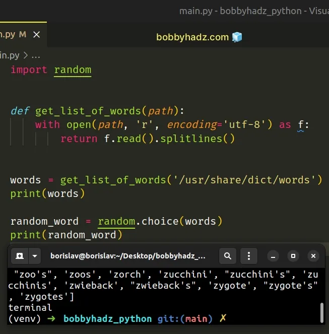 Random Word Generator Python