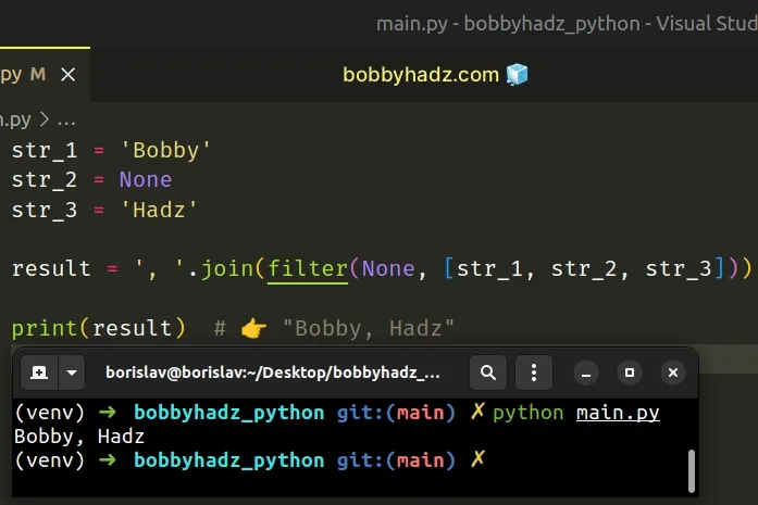 Join Multiple Strings With Possibly None Values In Python Bobbyhadz