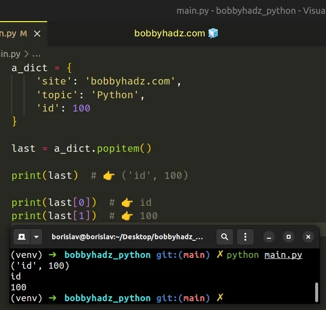 Remove The First Or Last Item From A Dictionary In Python Bobbyhadz