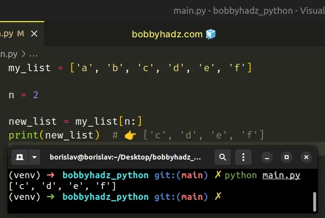 Remove First Or Last N Elements From A List In Python Bobbyhadz