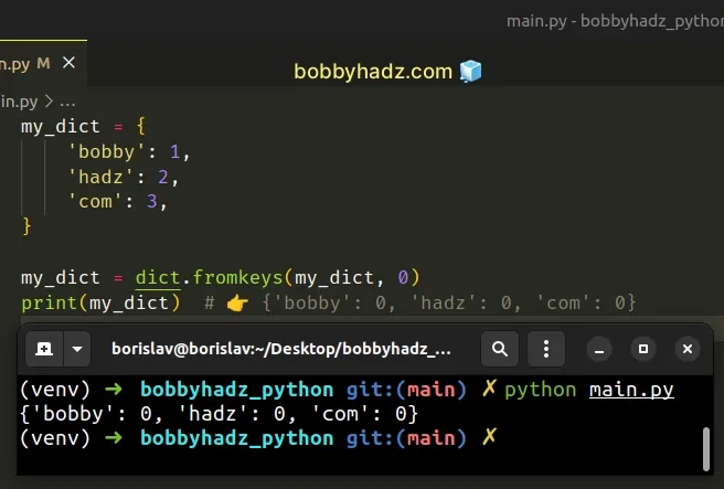 How To Set All Dictionary Values To 0 In Python Bobbyhadz
