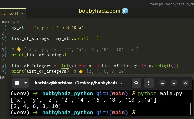 Split A String Into A List Of Integers In Python Bobbyhadz