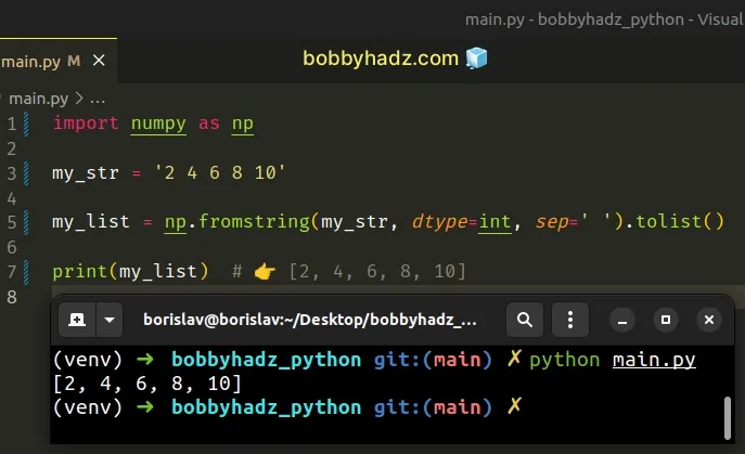 Split A String Into A List Of Integers In Python Bobbyhadz
