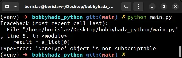 TypeError NoneType Object Is Not Subscriptable In Python Bobbyhadz