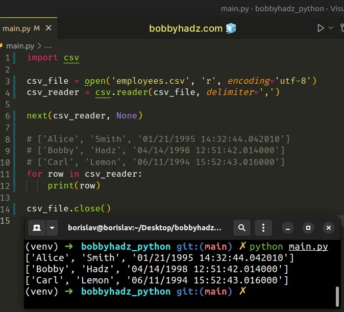 Skip The Header Of A File With CSV Reader In Python Bobbyhadz