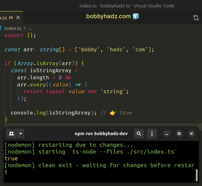 Check If A Value Is An Array of Type In TypeScript Bobbyhadz Check If A Value Is An Array of Type In TypeScript Bobbyhadz