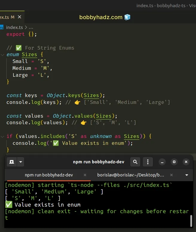 Check If A Value Exists In An Enum In TypeScript Bobbyhadz