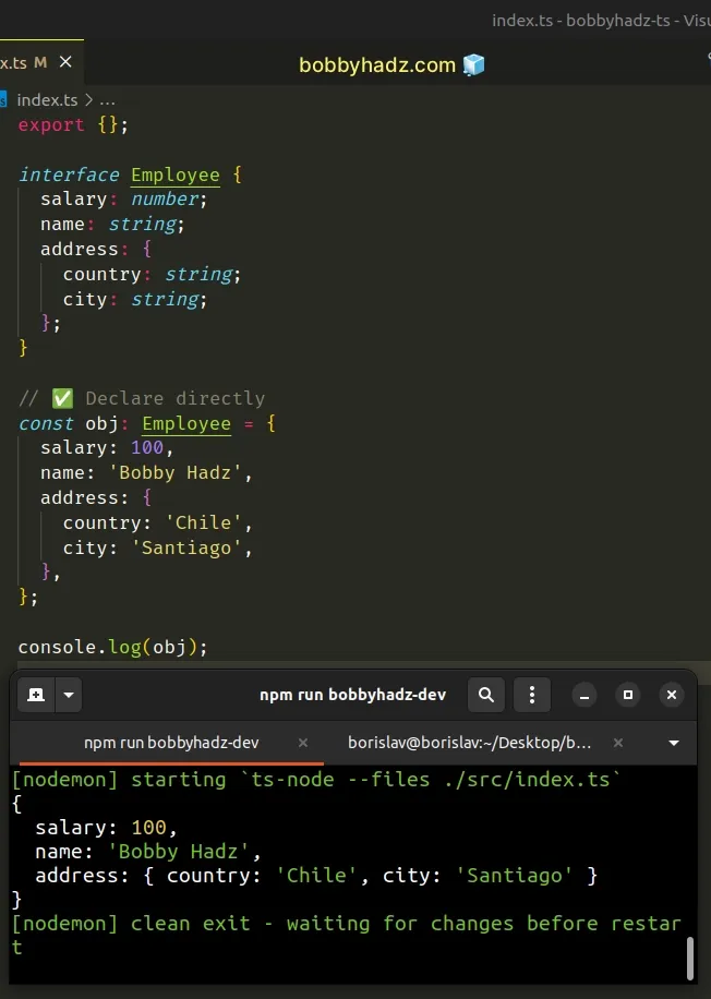 Create An Object Based On An Interface In TypeScript Bobbyhadz