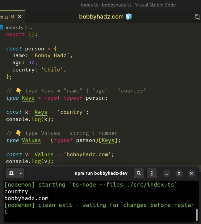 Create A Type From An Object s Keys Or Values In TypeScript Bobbyhadz
