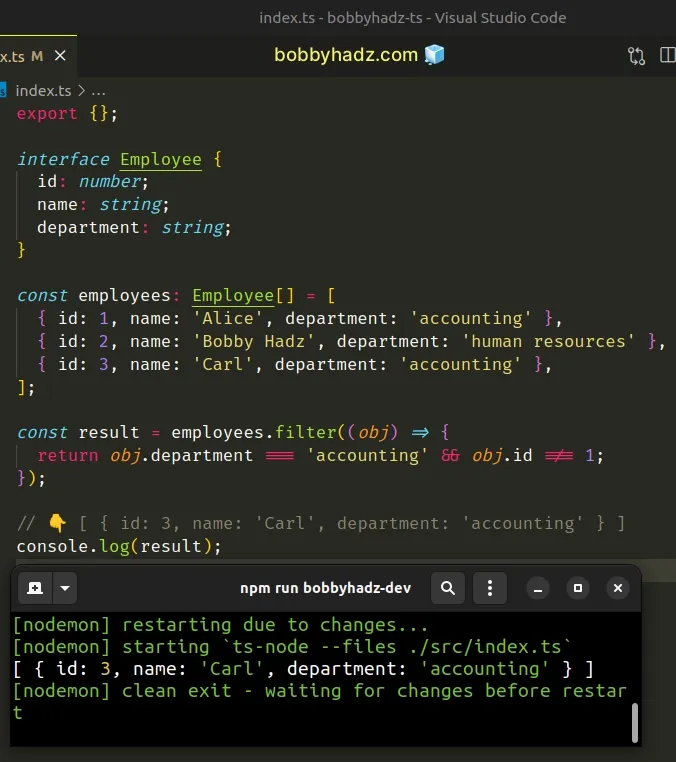 How To Filter An Array Of Objects In TypeScript Bobbyhadz