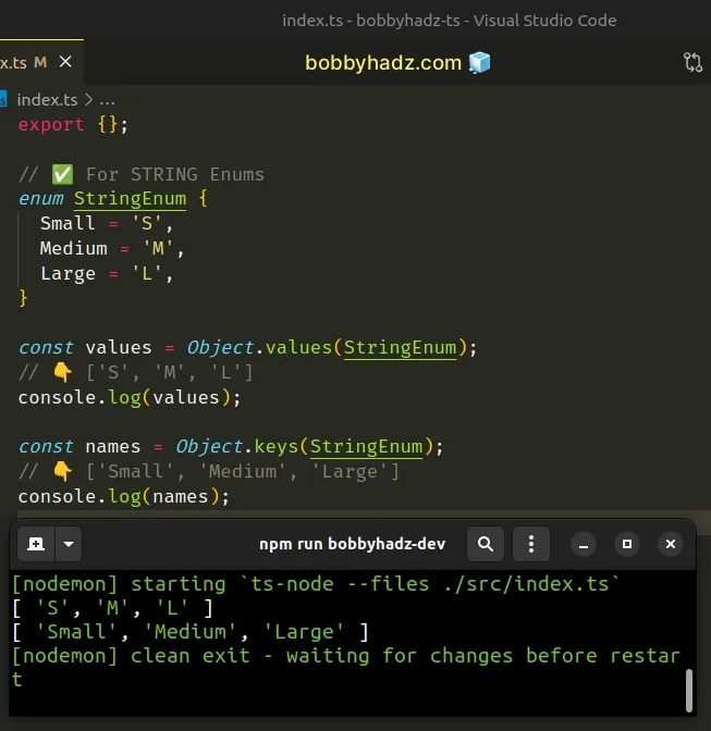 Get All Enum Values Or Names As An Array In TypeScript Bobbyhadz