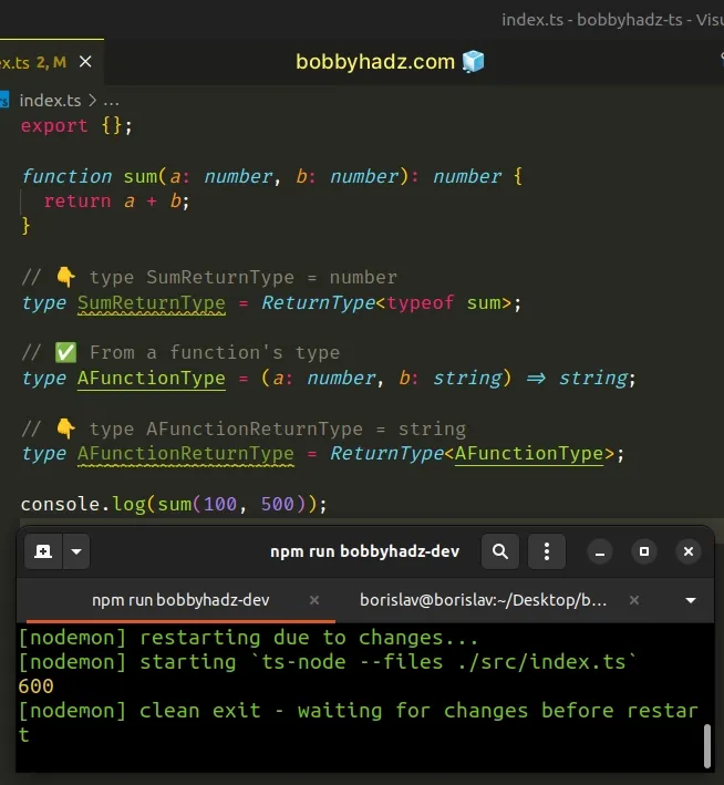 Get The Return Type Of A Function In TypeScript Bobbyhadz