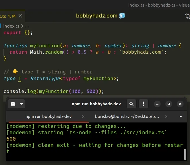Get The Return Type Of A Function In TypeScript Bobbyhadz